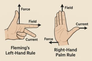Fleming’s left-hand rule vs right-hand palm rule – Physics Lens